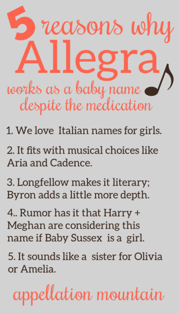 Allegra: Baby Name of the Day - Appellation Mountain